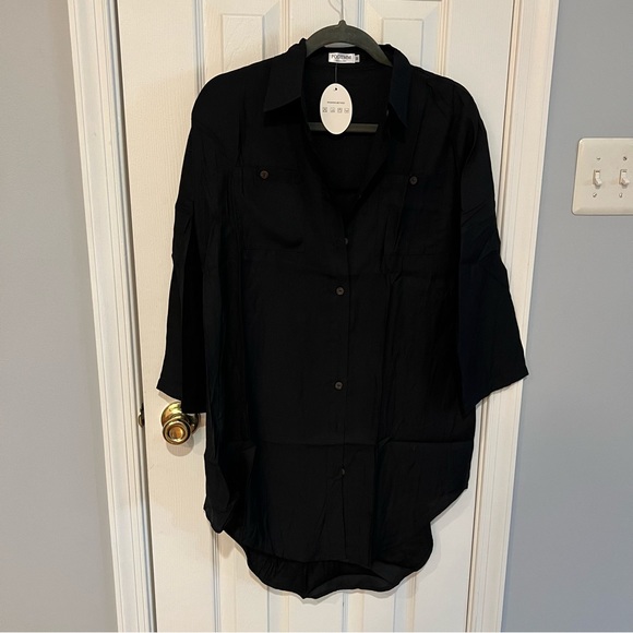 Swim | Oversized Black Buttondown Perfect For Beach Coverup | Poshmark